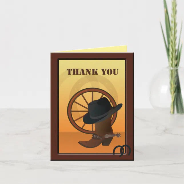 Western Cowboy Custom Thank You Note Card | Zazzle