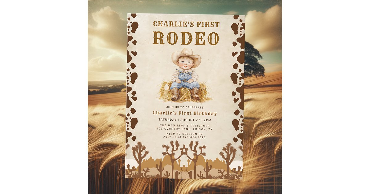 Western Cowboy First Rodeo 1st Birthday Invitation | Zazzle