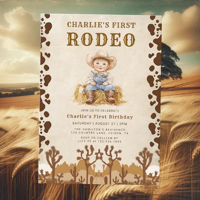 Western Cowboy First Rodeo 1st Birthday Invitation | Zazzle