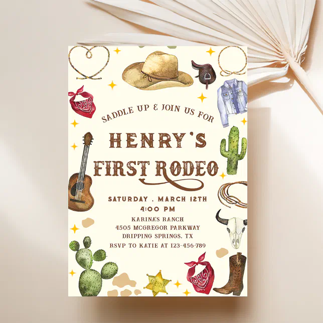 Western Cowboy First Rodeo 1st Birthday Party Invitation | Zazzle