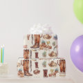 Western Cowboy First Rodeo Birthday Wrapping Paper | Zazzle