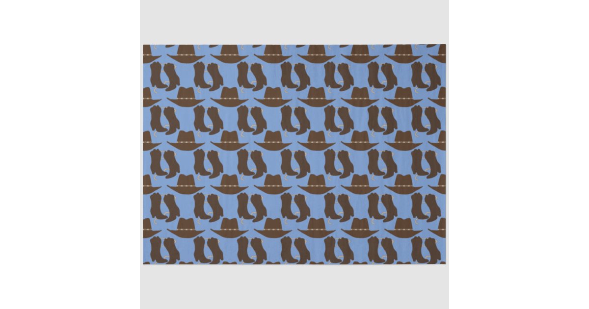 Western Cowboy Hat and Boots Blue Tissue Paper | Zazzle