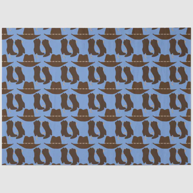 Western Cowboy Hat and Boots Blue Tissue Paper | Zazzle