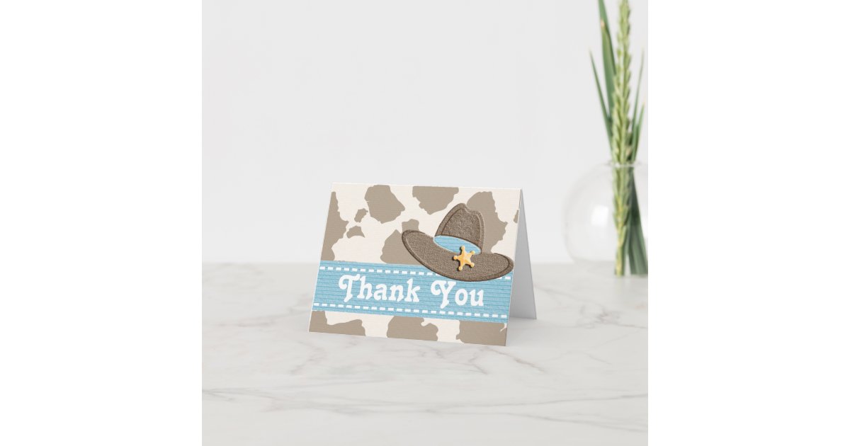 Western Cowboy Hat Thank You Card | Zazzle