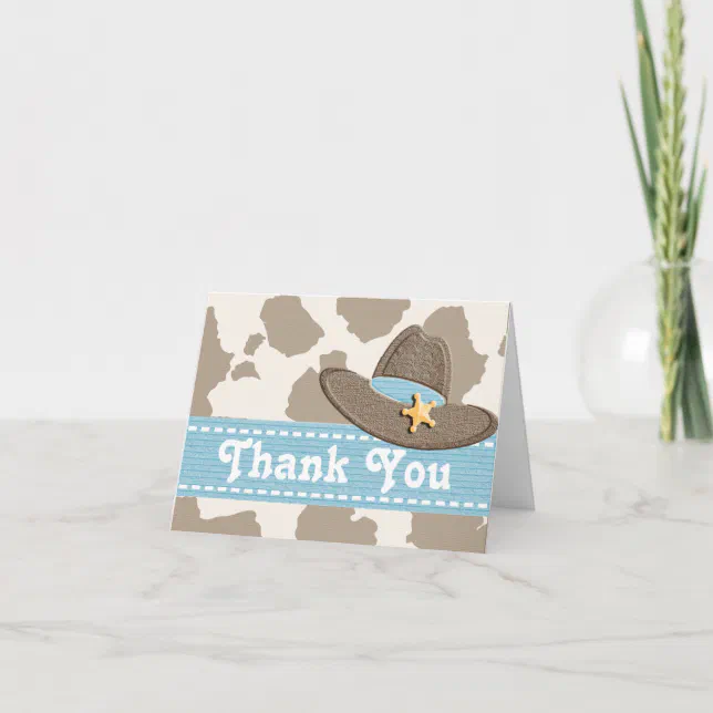Western Cowboy Hat Thank You Card | Zazzle