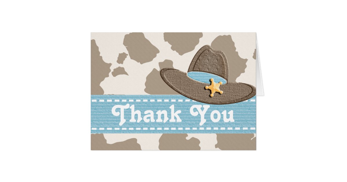 Western Cowboy Hat Thank You Card | Zazzle