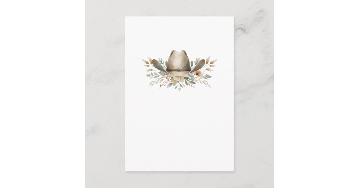 Western cowboy hat wedding details card | Zazzle