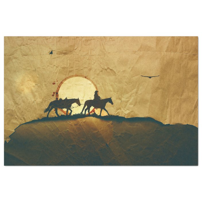 Western Cowboy Horseback Decoupage Tissue Paper | Zazzle.com