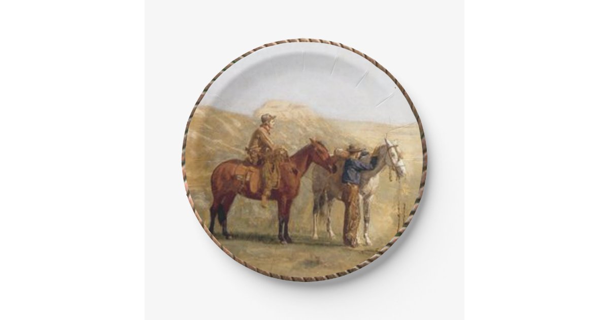 Western Cowboy Horses Party Plates | Zazzle
