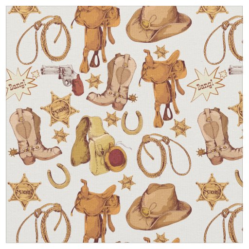 Western Cowboy Pattern Fabric | Zazzle
