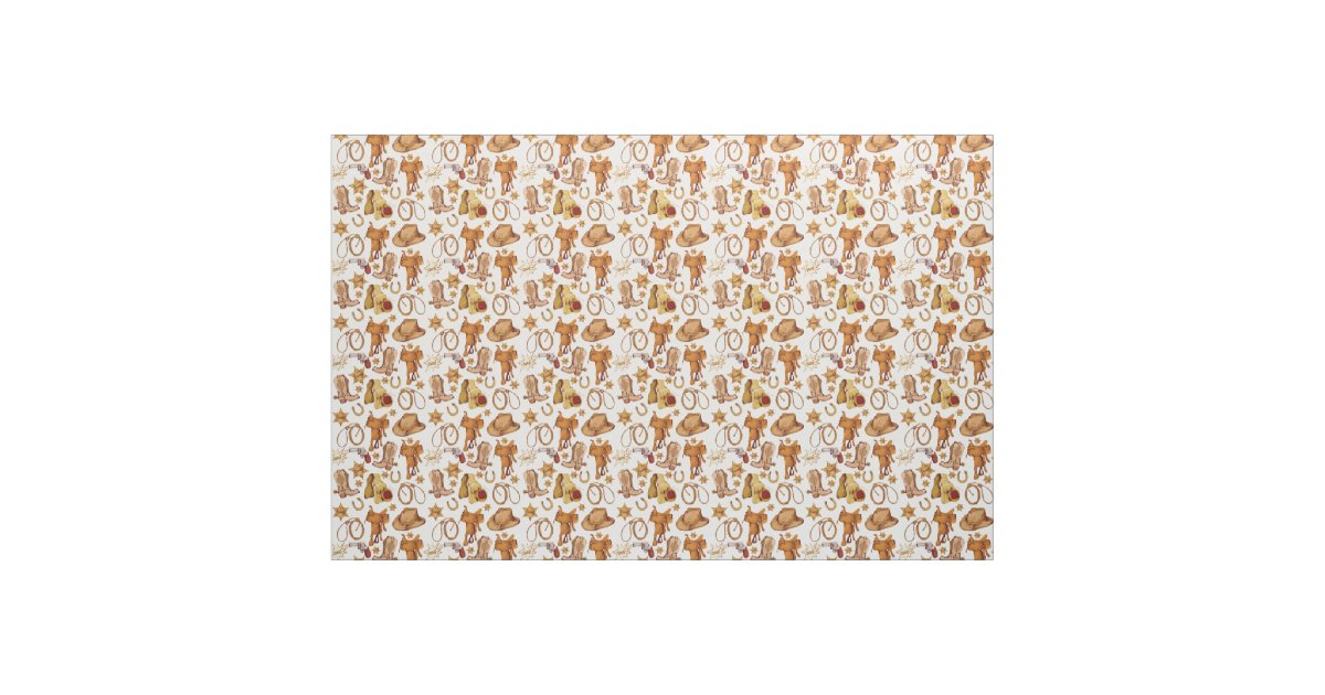 Western Cowboy Pattern Fabric | Zazzle