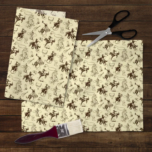 Western Cowboy Rodeo Horses Decoupage Tissue Paper | Zazzle
