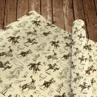 Western Cowboy Rodeo Pattern Beige Wrapping Paper Zazzle