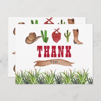 Western Cowboy Rodeo Thank You Card | Zazzle