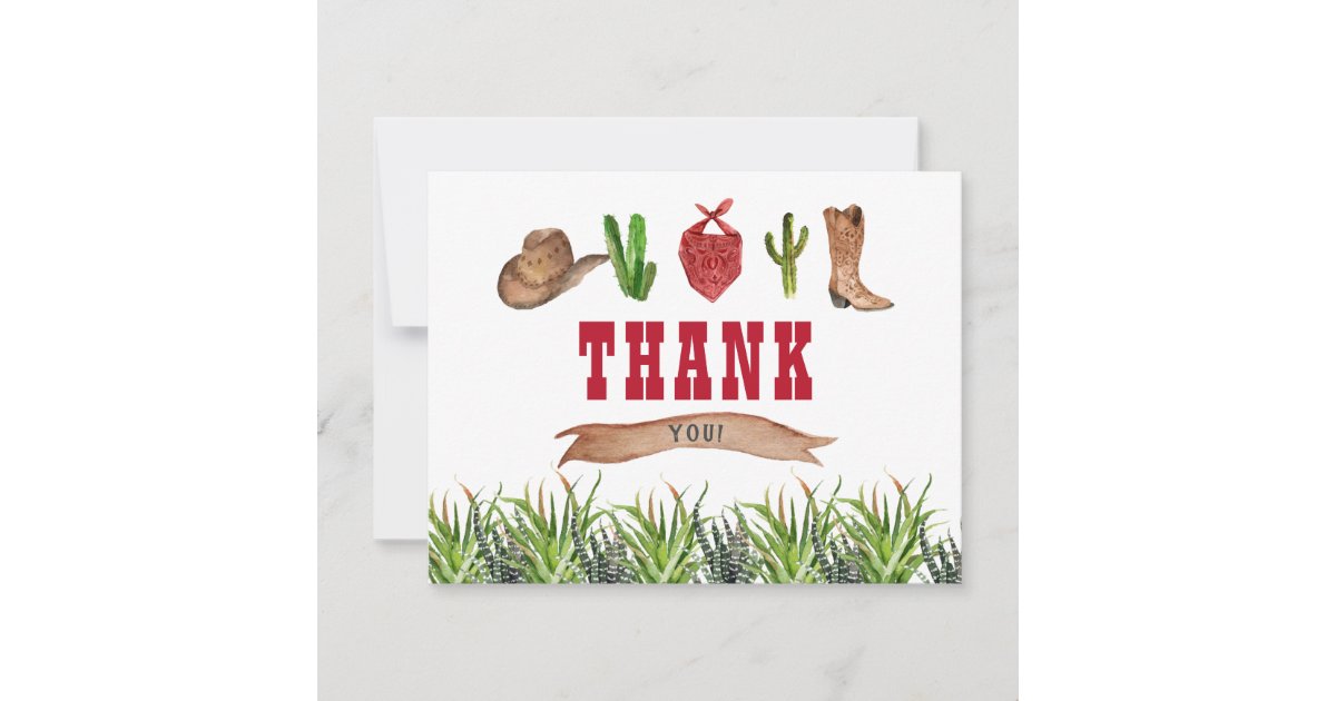 Western Cowboy Rodeo Thank You Card | Zazzle