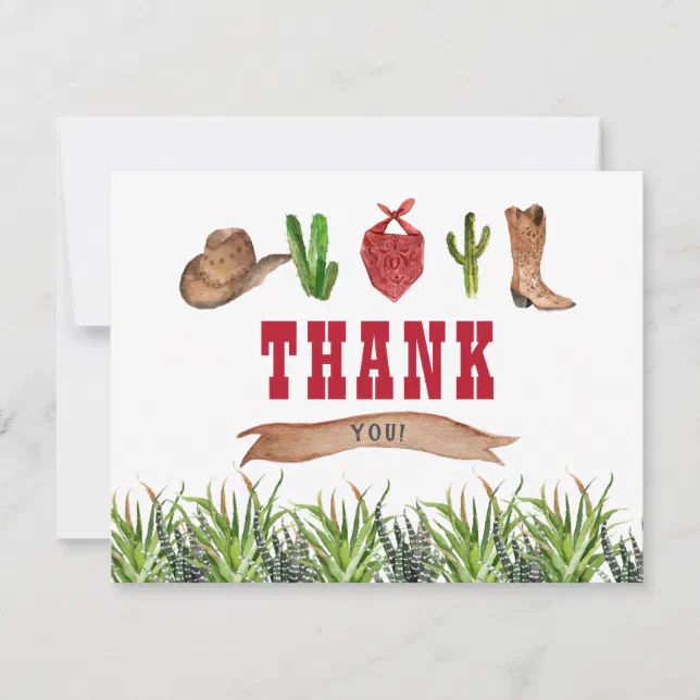 Western Cowboy Rodeo Thank You Card | Zazzle