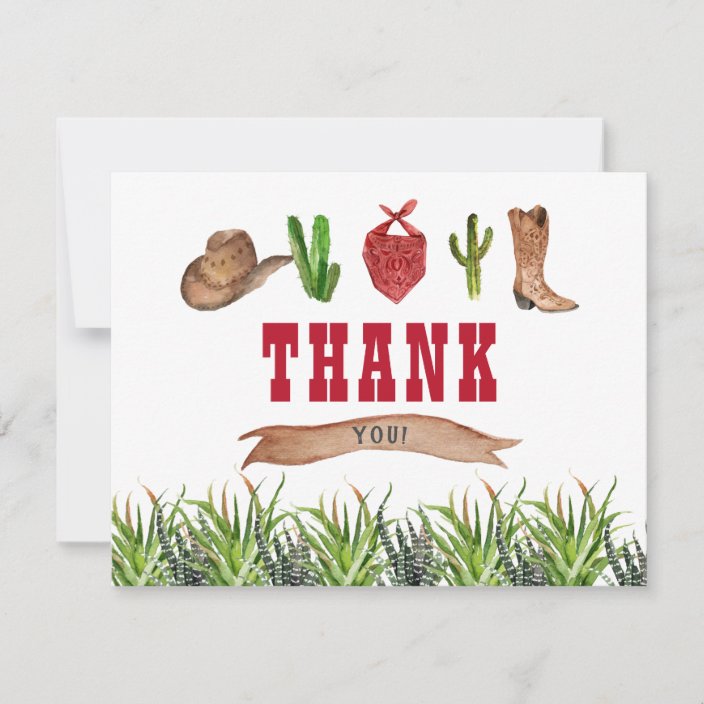 Western Cowboy Rodeo Thank You Card | Zazzle.com