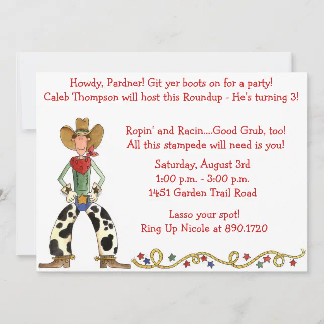 Western Cowboy Roundup Birthday Party Invitation | Zazzle
