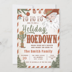 Western Cowboy Santa Christmas Hoedown Party Invitation | Zazzle