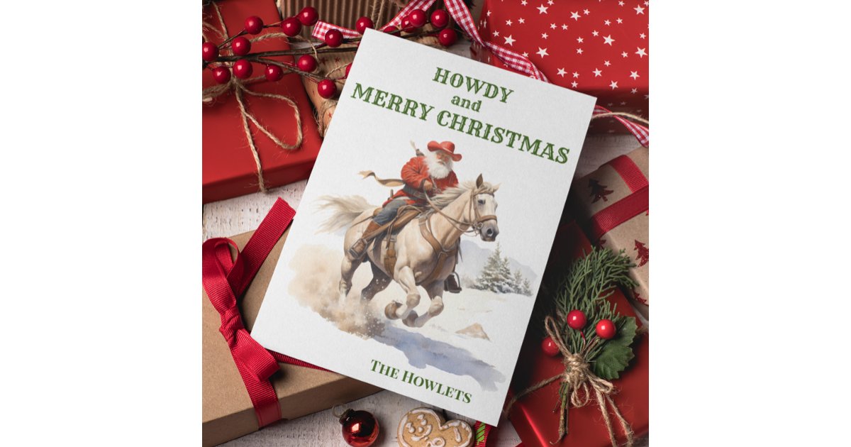 Western Cowboy Santa Christmas Holiday | Zazzle