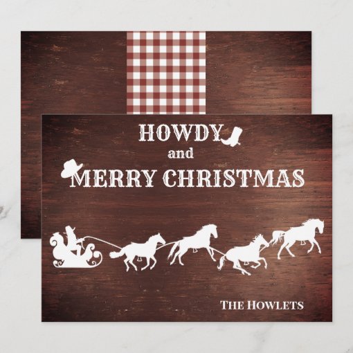 Western Cowboy Santa Sled Horse Christmas Holiday | Zazzle