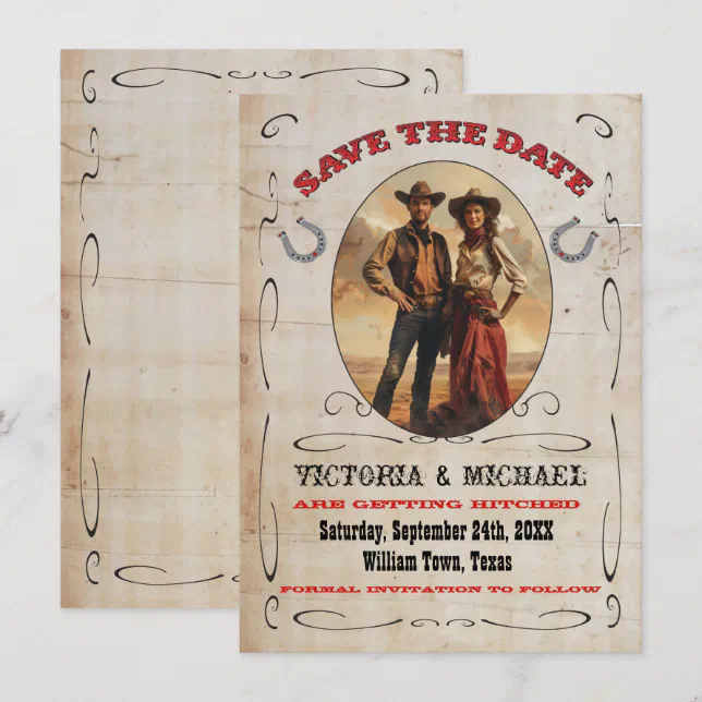 Western Cowboy Save the Date Invitation | Zazzle