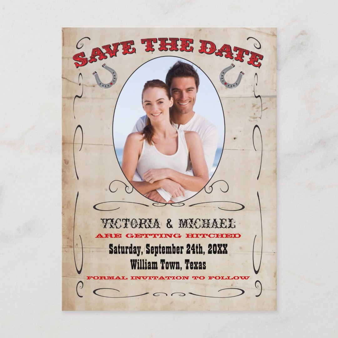 Western Cowboy Save the Date Postcards | Zazzle