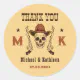 Western Cowboy Skull Monogram Country Wedding Classic Round Sticker ...