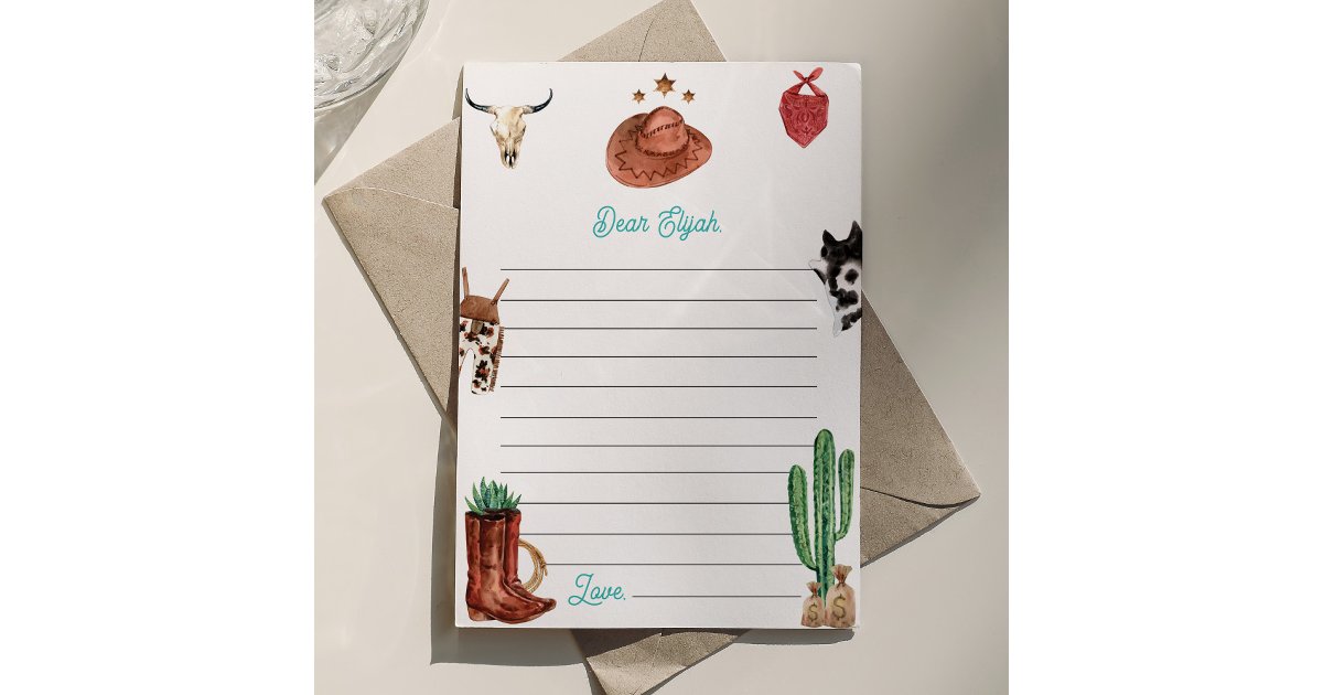Western Cowboy Time Capsule Note Message Card | Zazzle