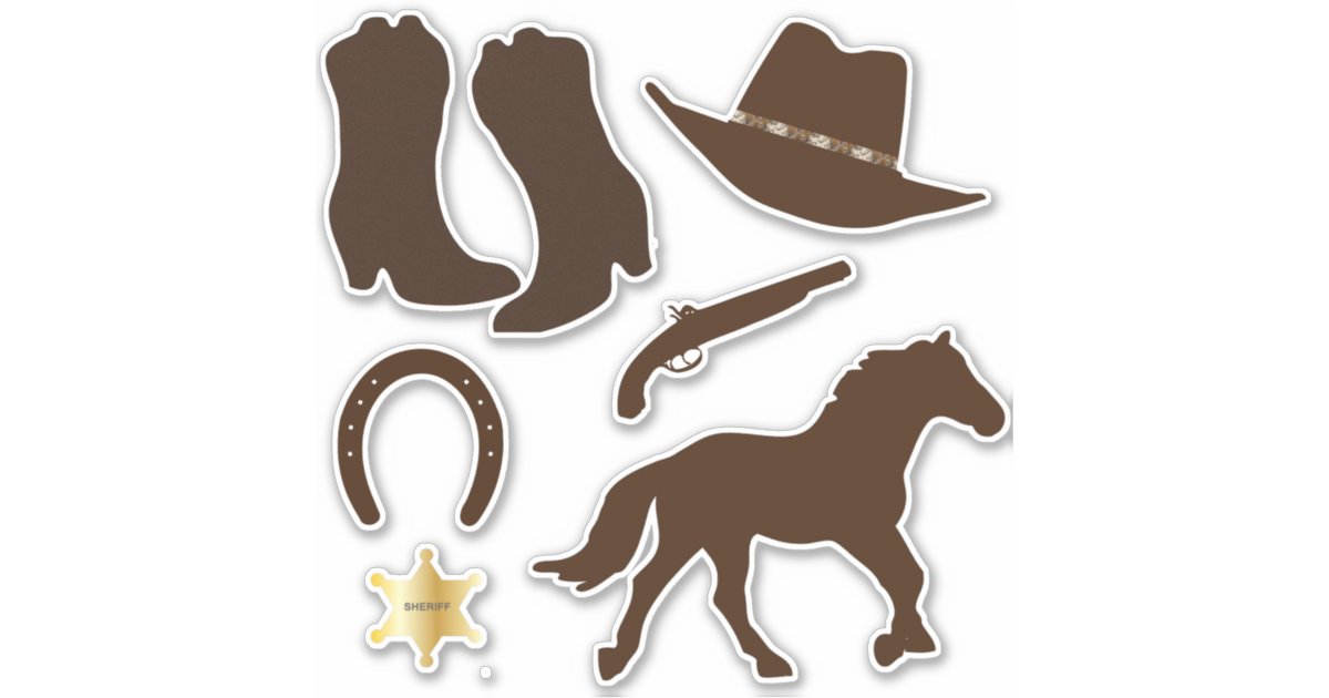 Western Cowboy Vinyl 8" Sticker | Zazzle