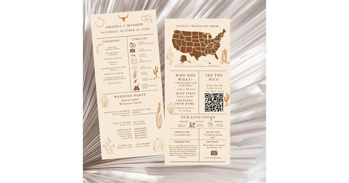 Western Cowboy Wedding Infographic Program | Zazzle