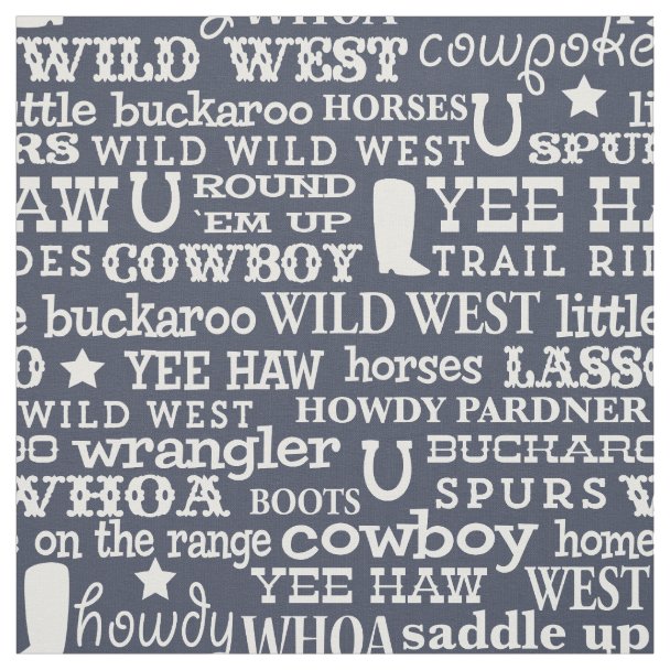 Colorful Western Images on Blue Fabric | Zazzle.com