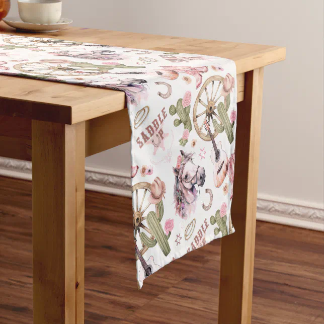Western Cowgirl Baby Shower Table Runner – Pink | Zazzle