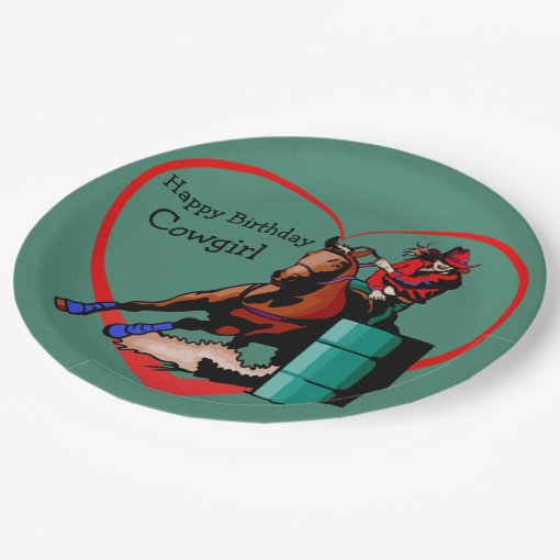 Western Cowgirl Barrel Racer Birthday Party Plate | Zazzle