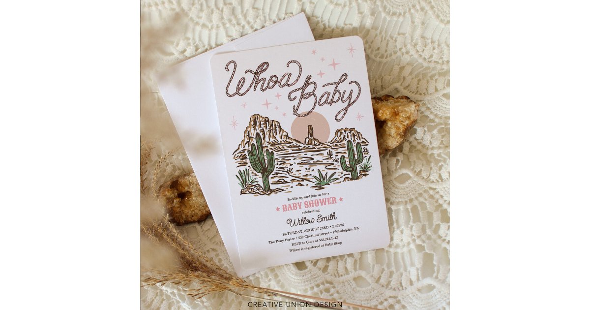 Western Cowgirl Girl Whoa Baby Shower Invitation | Zazzle