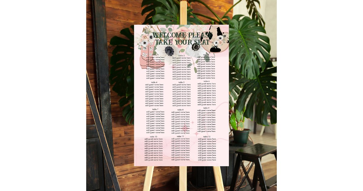 Western Cowgirl Pink Boots Hats Seating Chart Foam Board | Zazzle