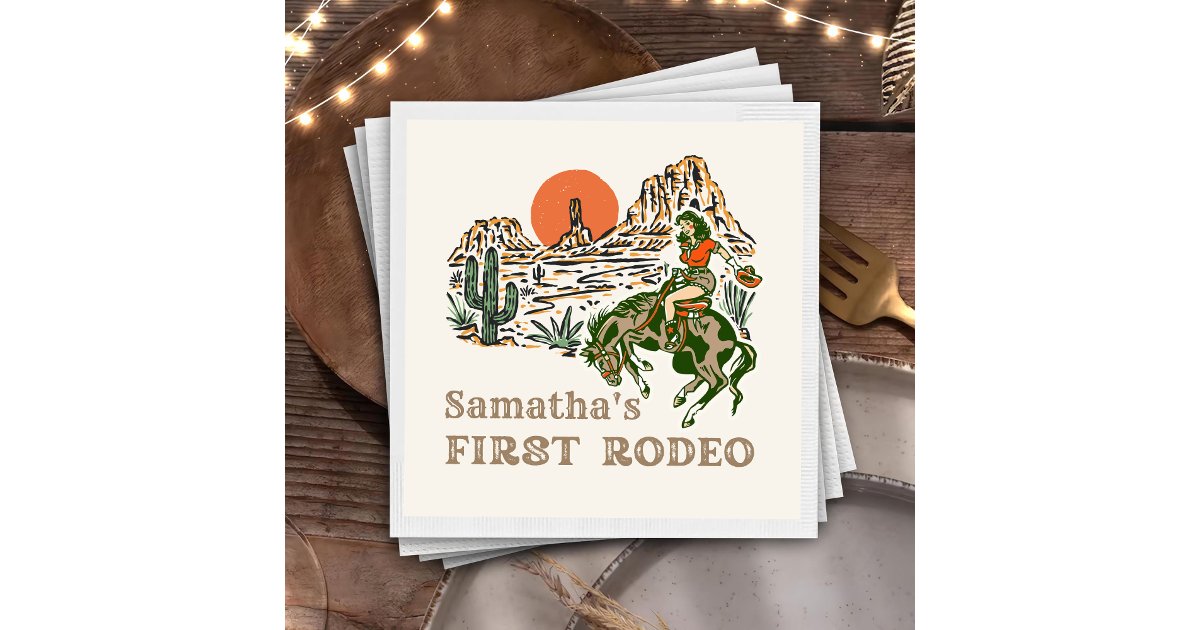 Western Cowgirl Rodeo 1st Birthday Napkins | Zazzle
