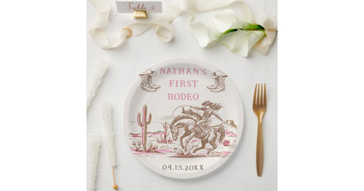Western Desert Boots Rodeo Birthday Paper Plate | Zazzle