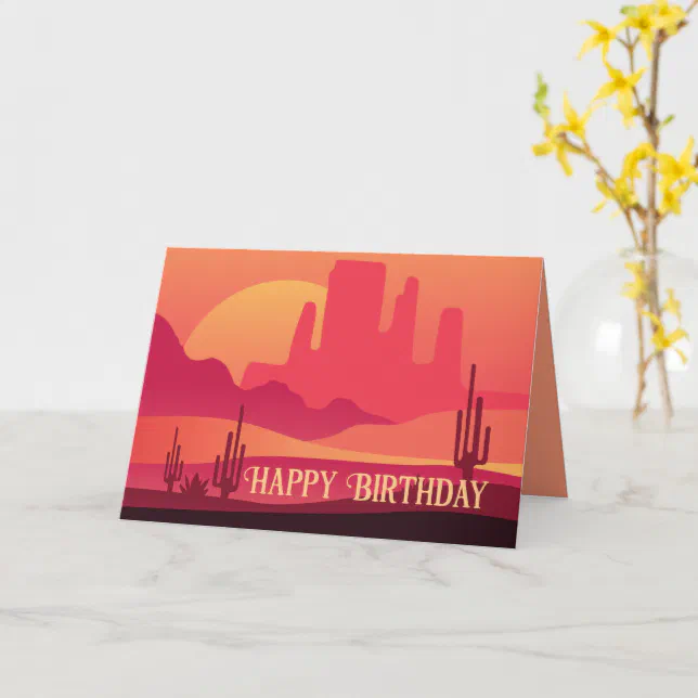 Western Desert Landscape Art Custom Birthday Card | Zazzle