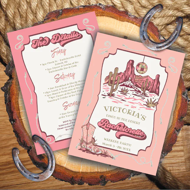 Western Disco Desert Cowgirl Bachelorette Party Invitation | Zazzle