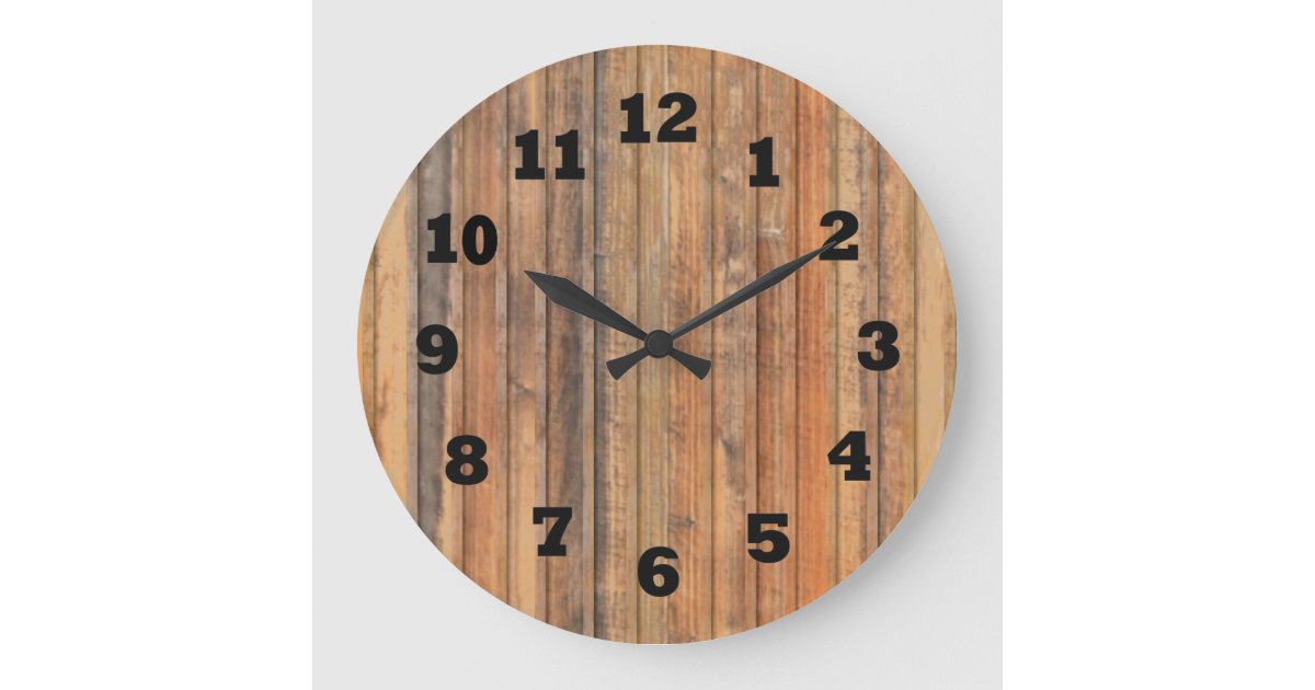 Western Distressed Wooden Wall Large Clock | Zazzle