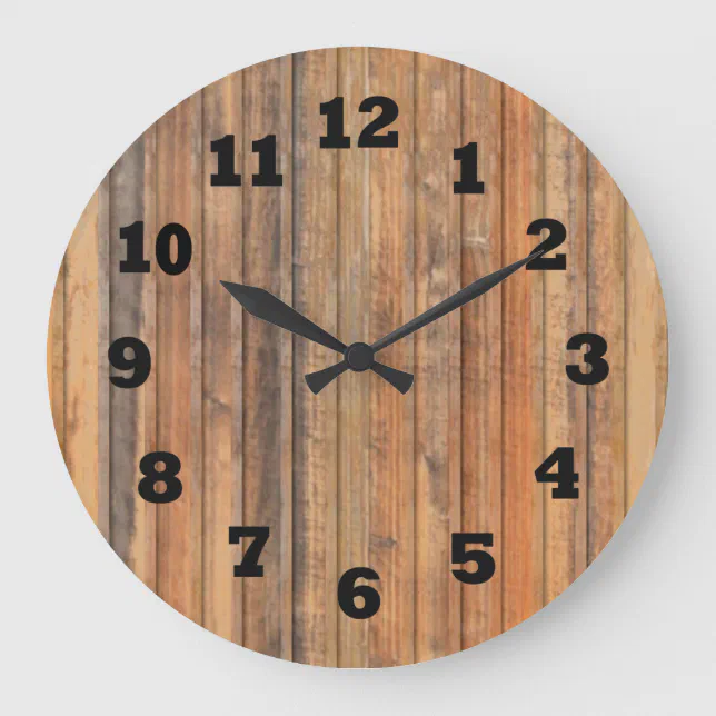 Western Distressed Wooden Wall Large Clock | Zazzle