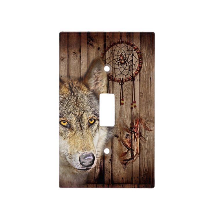Western dream catcher native american indian wolf light switch cover ...