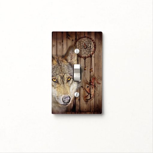 Western dream catcher native american indian wolf light switch cover ...