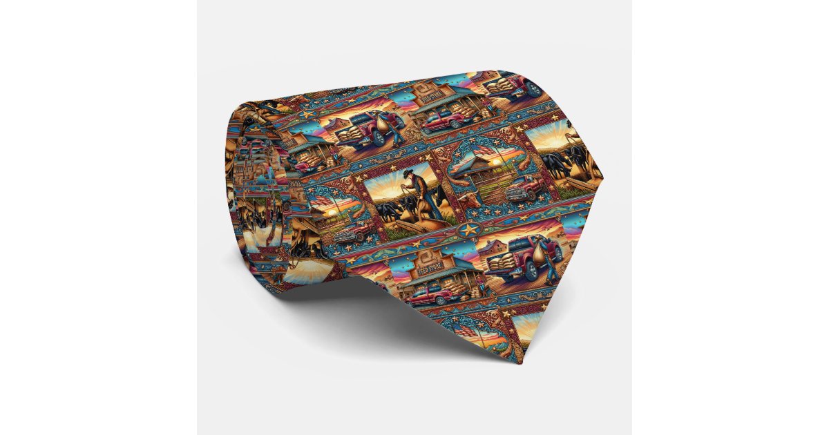Western Farm Ranch Scenes Neck Tie | Zazzle
