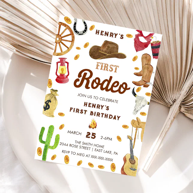 Western First Birthday Rodeo Baby Invitation | Zazzle