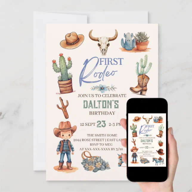 Western First Birthday Rodeo Cowboy Birthday Invitation | Zazzle