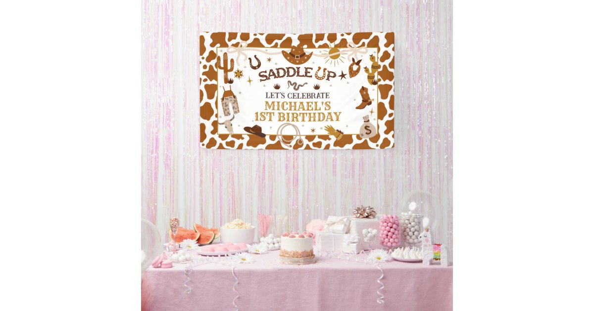 Western First Rodeo Birthday Banner | Zazzle