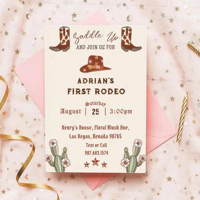 Western First Rodeo Birthday Invitation | Zazzle