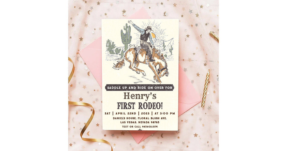 Western First Rodeo Cowboy 1st Birthday Invitation | Zazzle